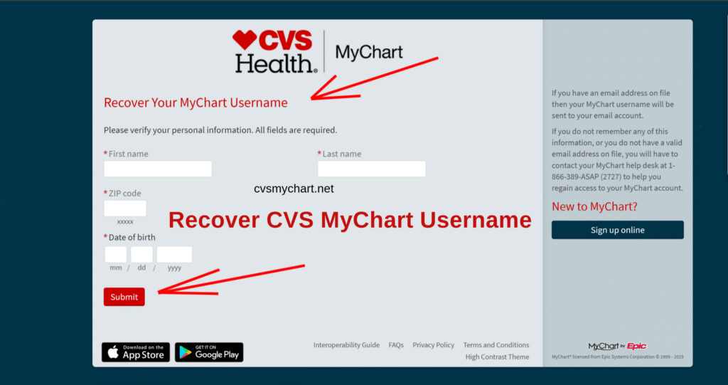 Forgot Username? - CVS MyChart