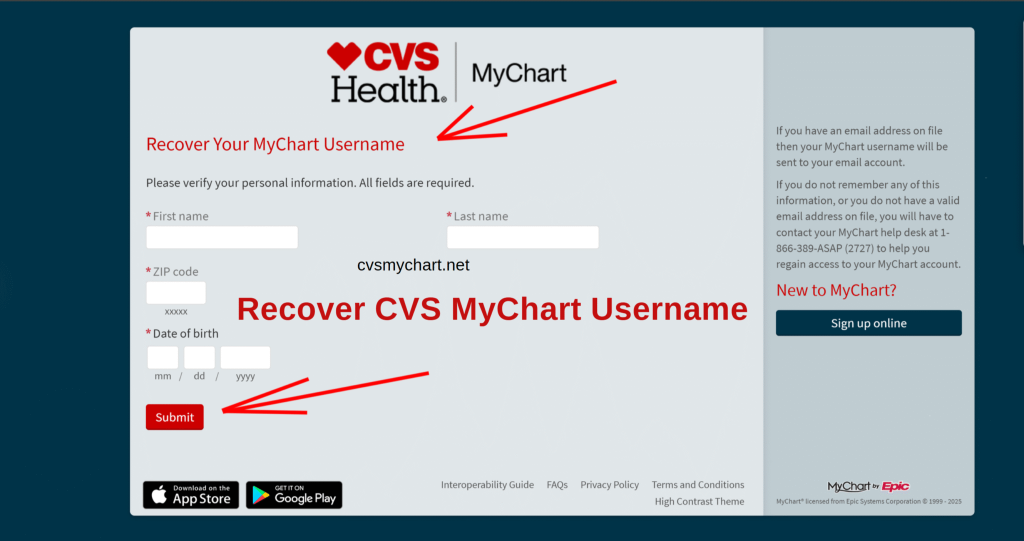 Forgot Username? - CVS MyChart